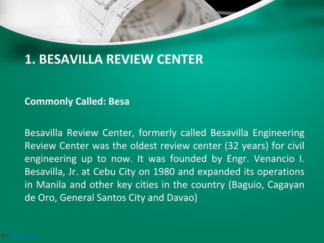 Lists of Civil Engineering Review Centers in the Philippines | PPT ...