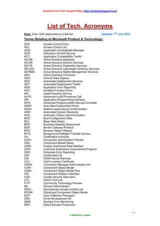 Lists of tech acronyms | PDF