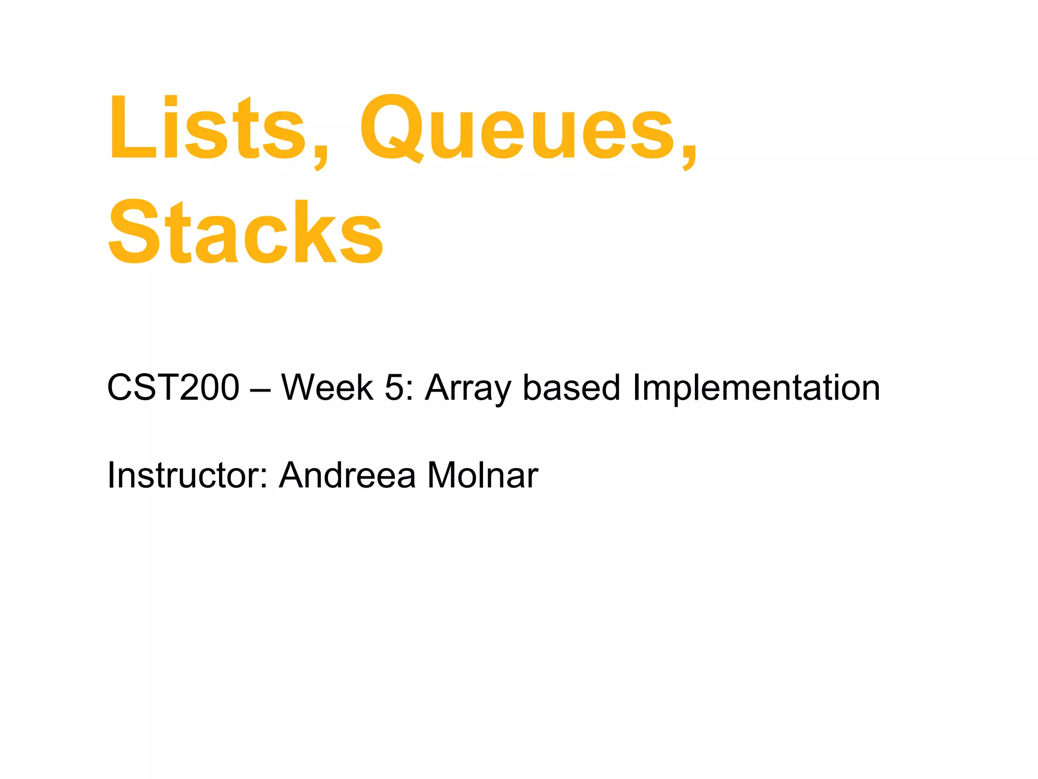 Lists, queues and stacks | PPT