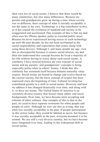 List the norms, folkways, and mores from American society. Is it.docx ...