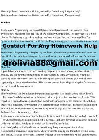 List the problems that can be efficiently solved by Evolutionary P.pdf