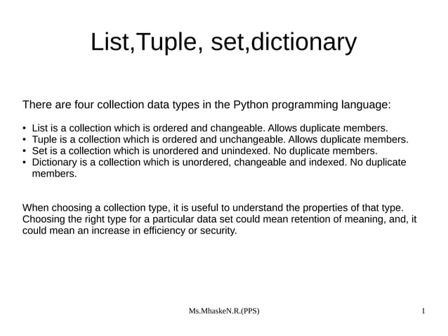 List,tuple,dictionary | PDF