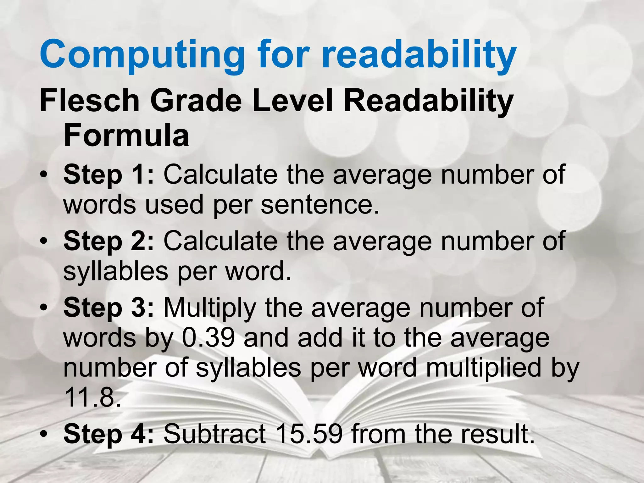 Readability (in literature) part 1 | PPTX