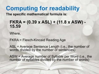 Readability (in literature) part 1 | PPTX