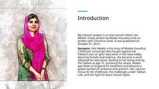 Introduction to Literature Memoir Project - I am Malala by Malala ...