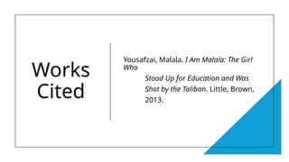 Introduction to Literature Memoir Project - I am Malala by Malala ...
