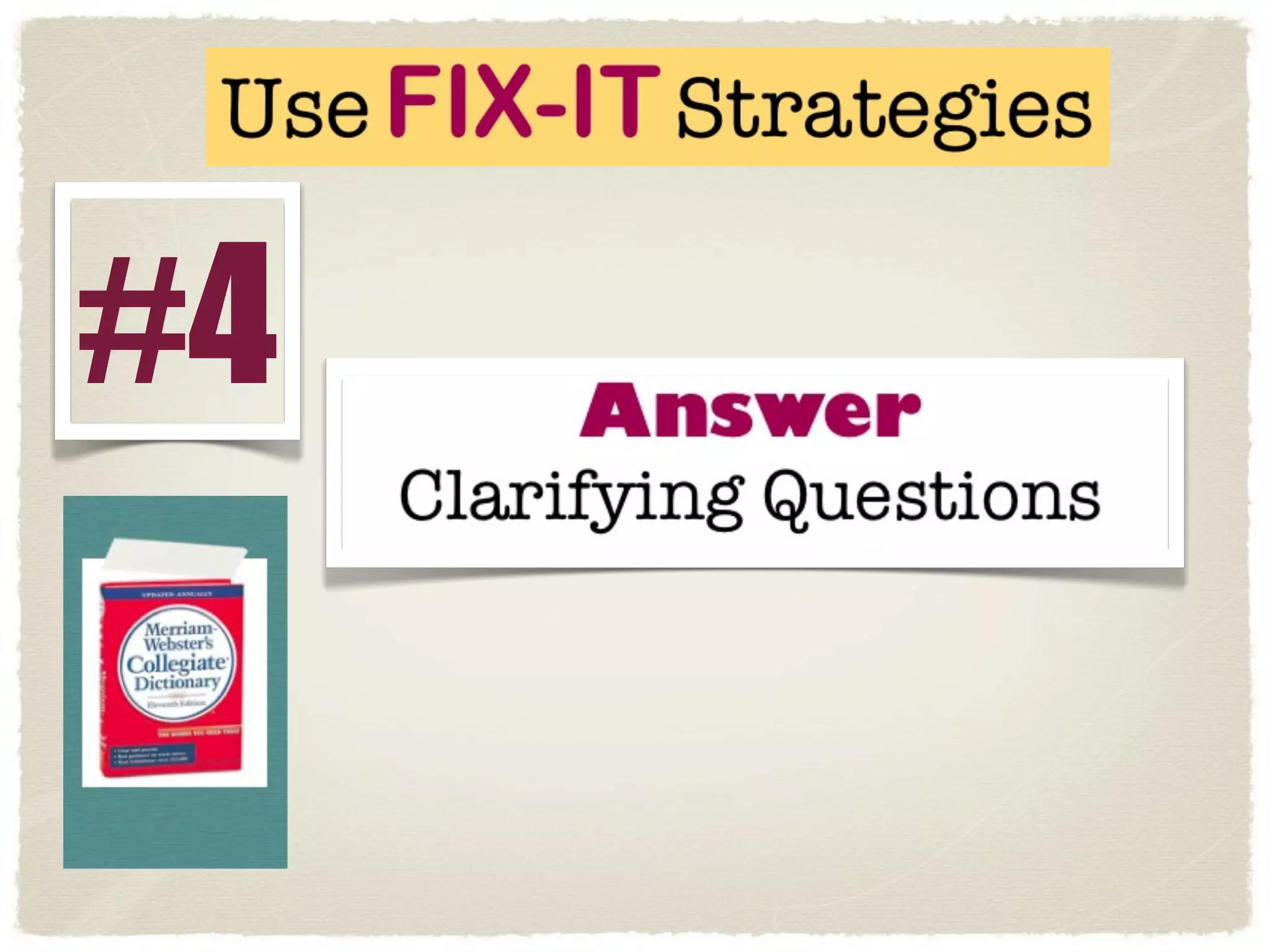 Reading: Using fix it strategies | KEY