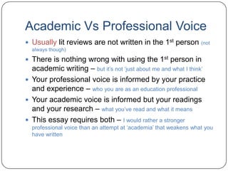 Literature Reviews and academic writing | PPTX