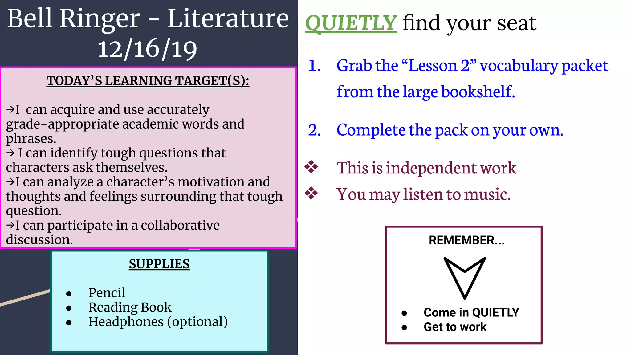 Lit Bell Ringer | PPT