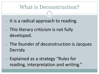 Literary Criticism: Deconstruction | PPTX