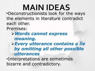Literary Criticism Lens: Deconstructionism | PPTX
