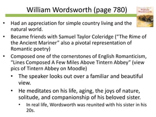 Life and works of William Wordsworth, as a pioneer of Romanticism | PPTX