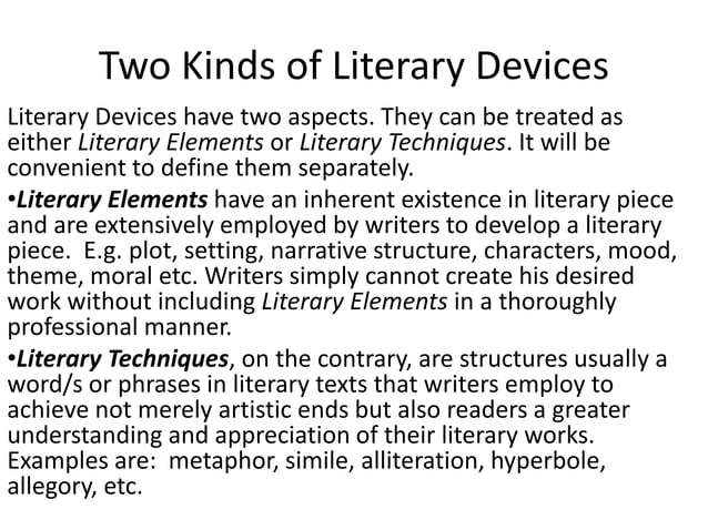 Literary Devices & Techniques | PPT | Fiction | Books and Literature