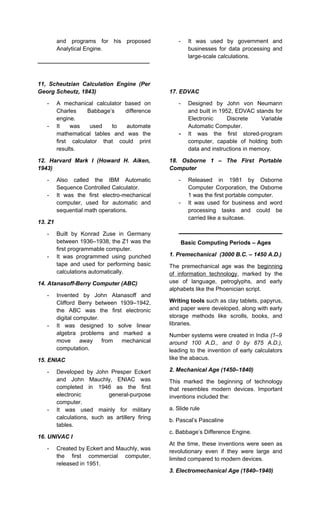 ICT OVERVIEWS AND | HISTORY OF COMPUTERS | DOCX