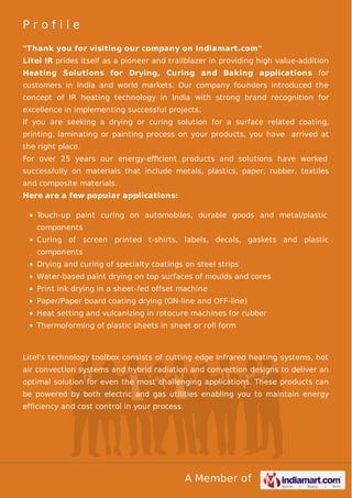 Litel Infrared Systems Pvt. Ltd., Pune, Heating Solutions | PDF
