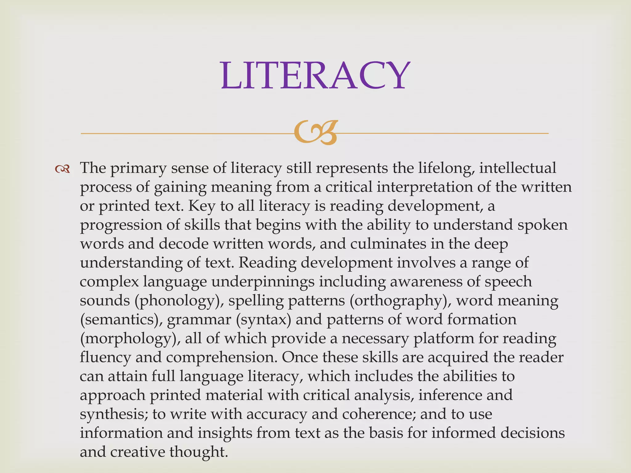 Literacy | PPTX | Education