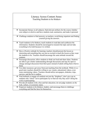 Literacy Across Content Areas[1] | PDF