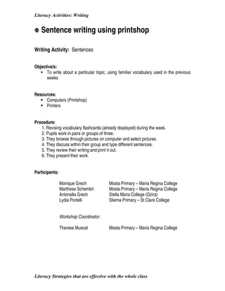 Literacy activities 1_2_3_writing | PDF