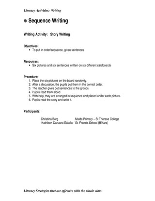 Literacy activities 1_2_3_writing | PDF