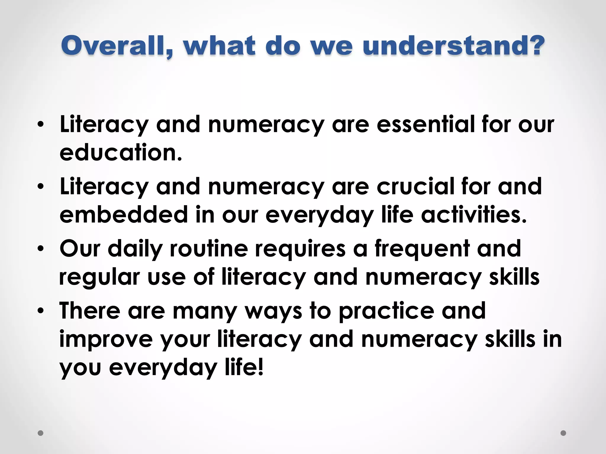 Literacy and numeracy | PPTX