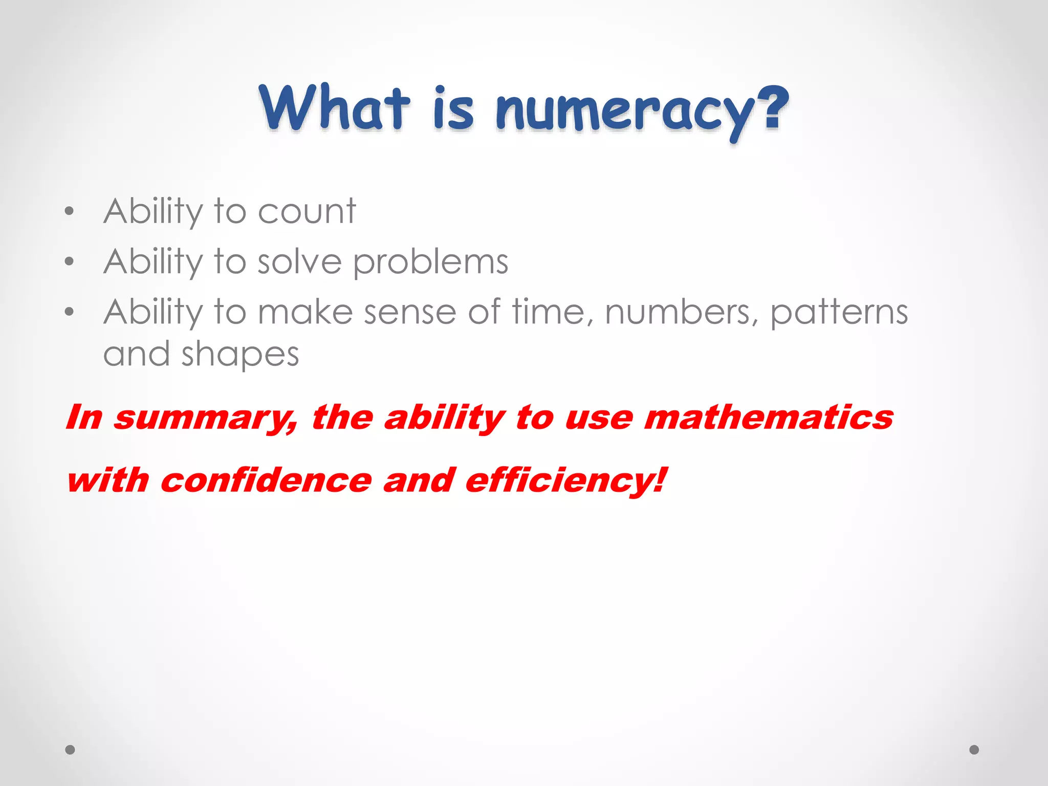 Literacy and numeracy | PPTX