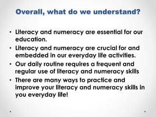 Literacy and numeracy | PPTX