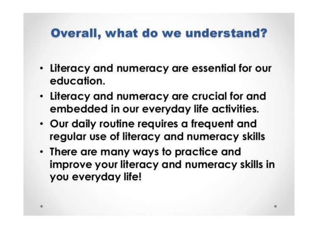 Literacy and Numeracy.pptx | Education
