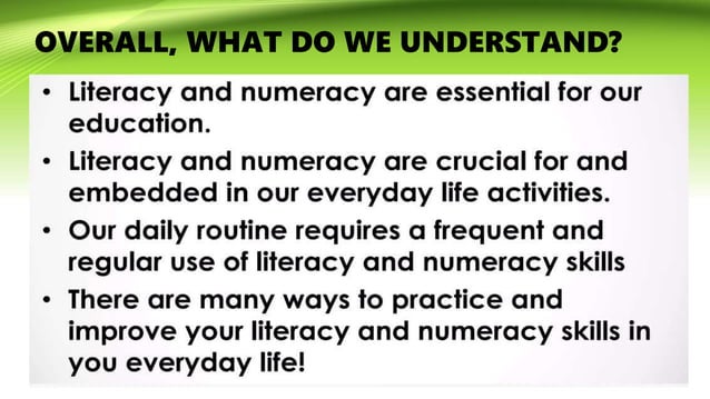 LITERACY AND NUMERACY.pptx | Education