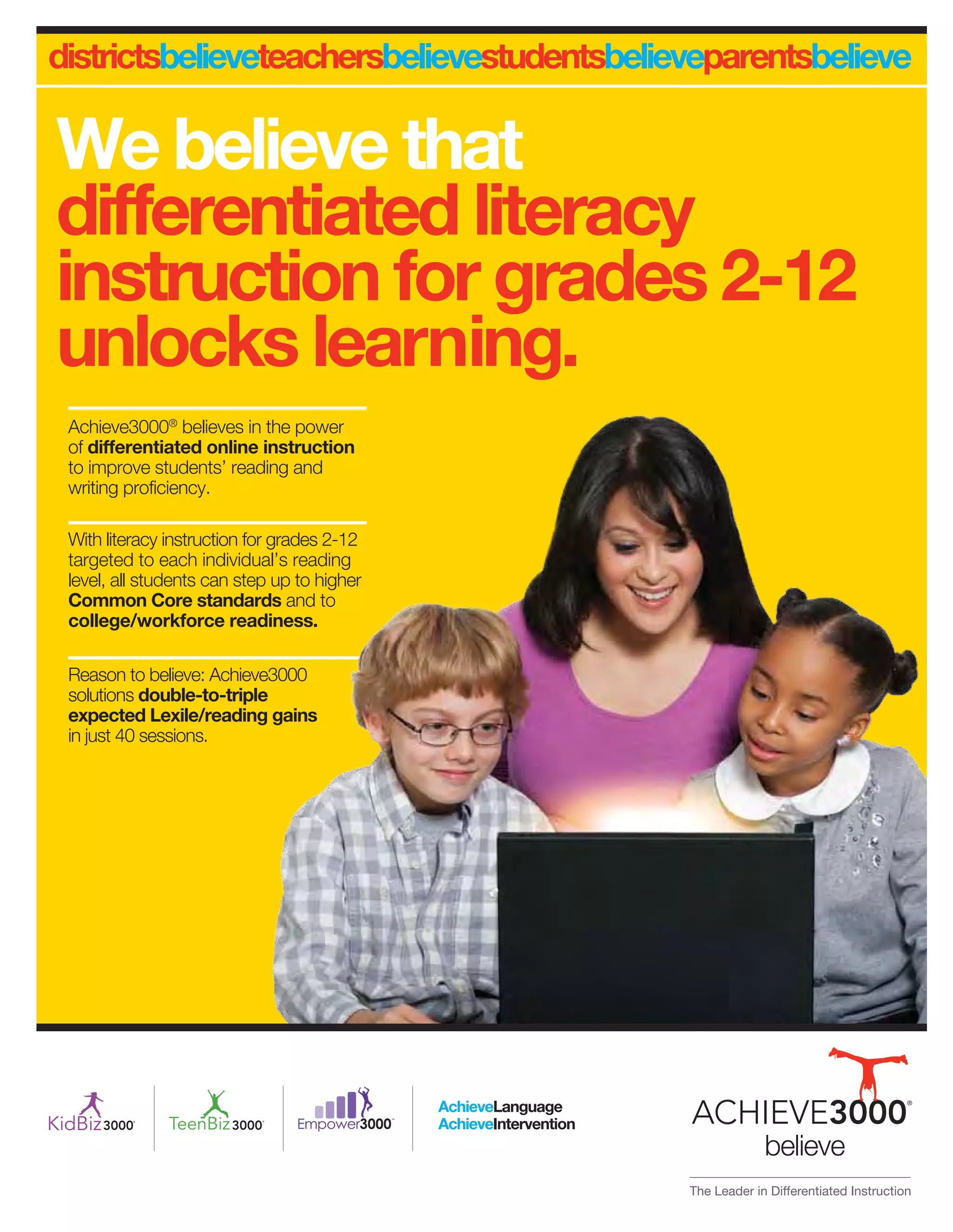 Achieve3000® Literacy Solutions Brochure | PDF