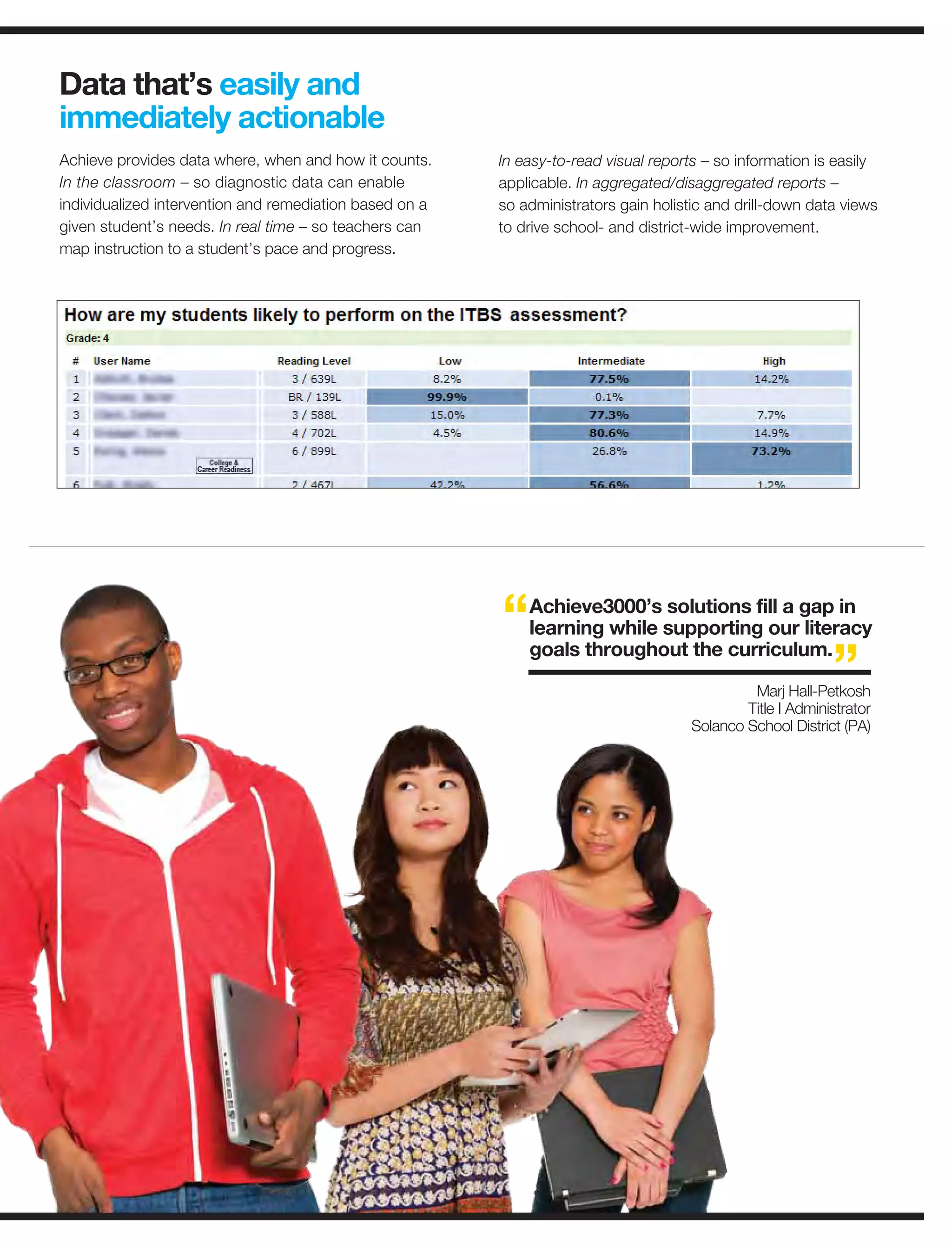 Achieve3000® Literacy Solutions Brochure | PDF