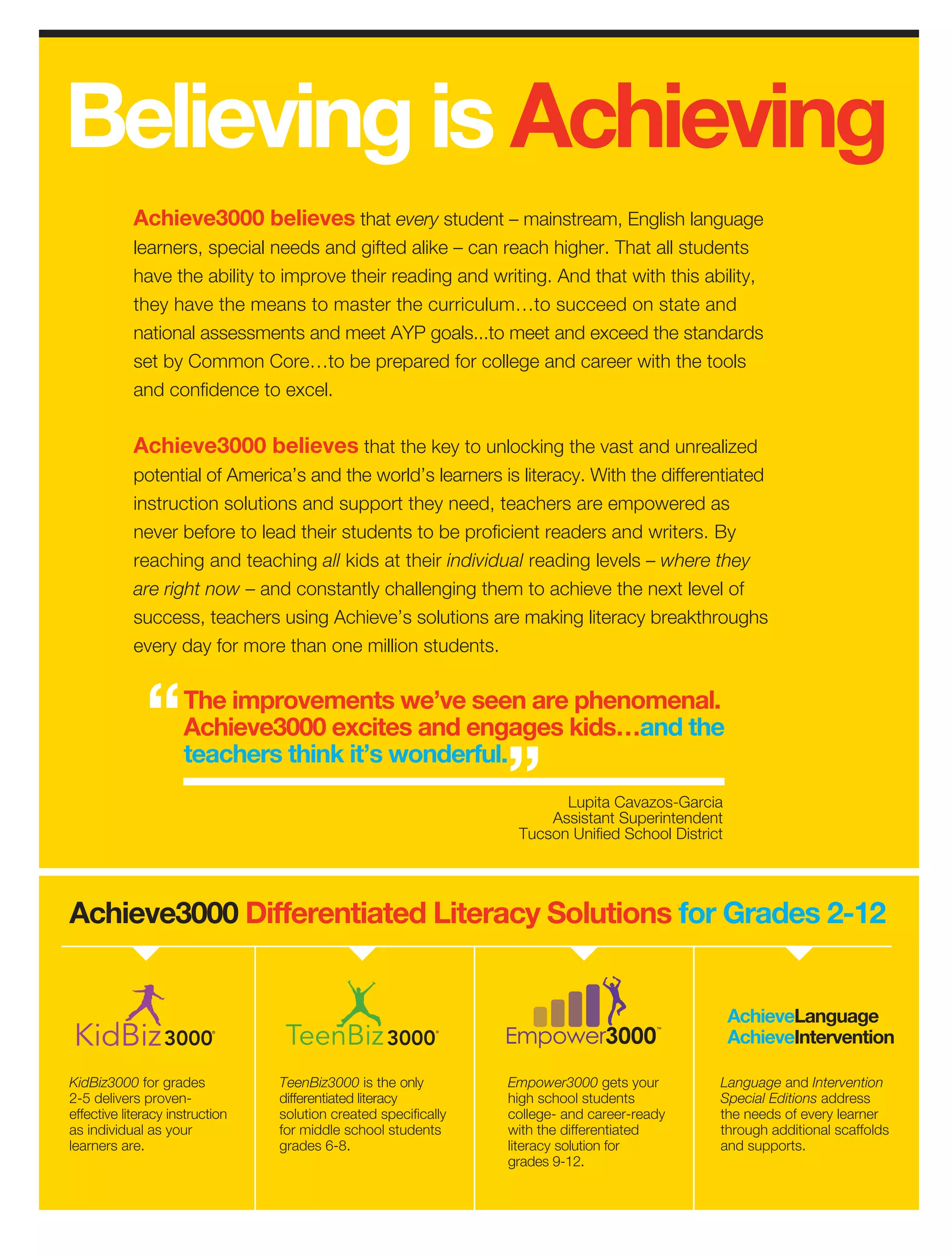 Achieve3000® Literacy Solutions Brochure | PDF
