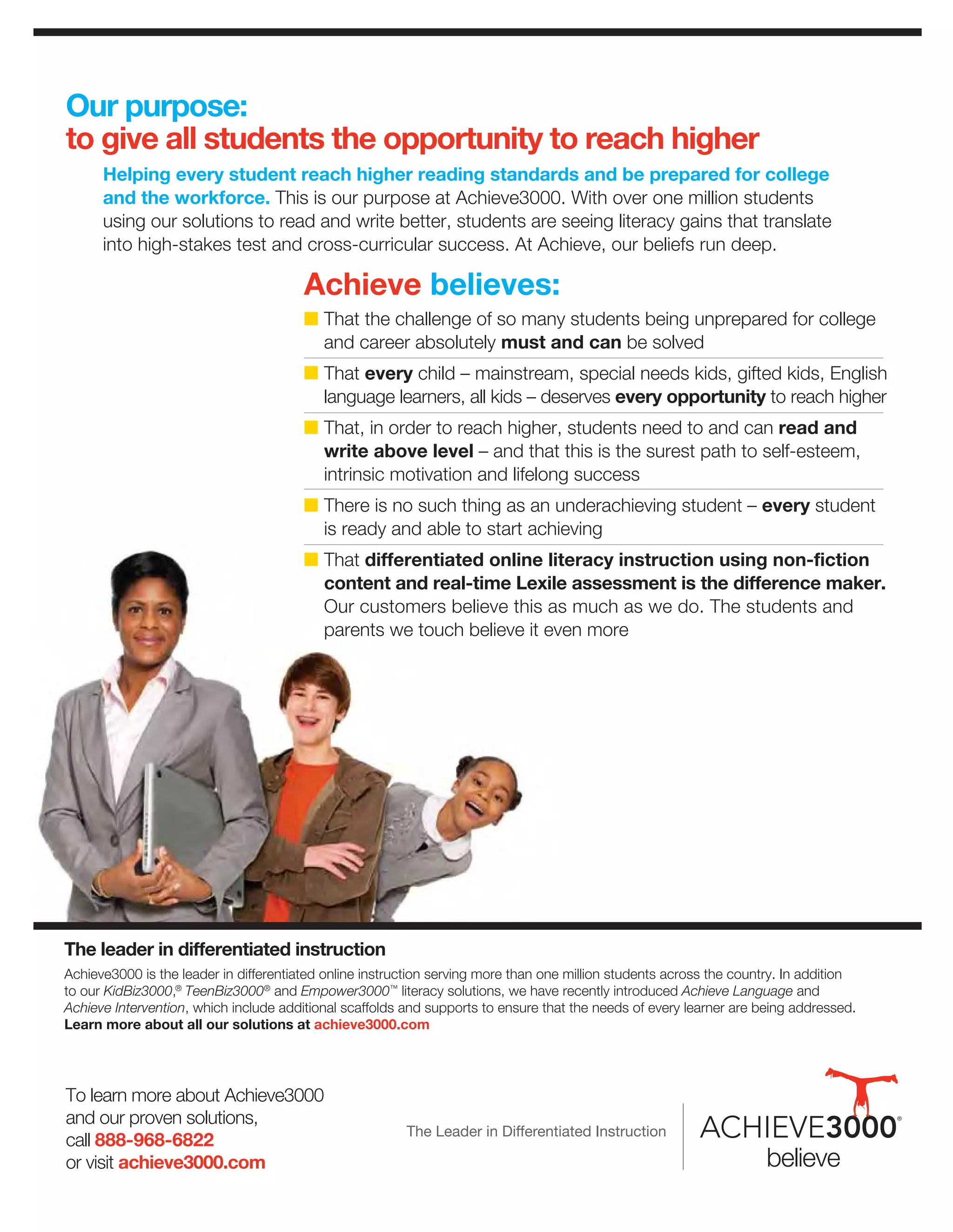 Achieve3000® Literacy Solutions Brochure | PDF