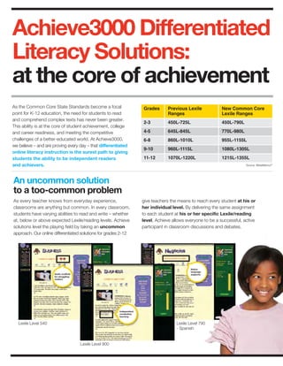 Achieve3000® Literacy Solutions Brochure | PDF