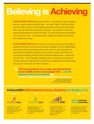 Achieve3000® Literacy Solutions Brochure | PPT