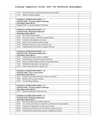 ESOL Literacy completion points B-G for Workforce Skills | PDF