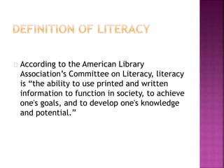 Literacy in America | PPTX