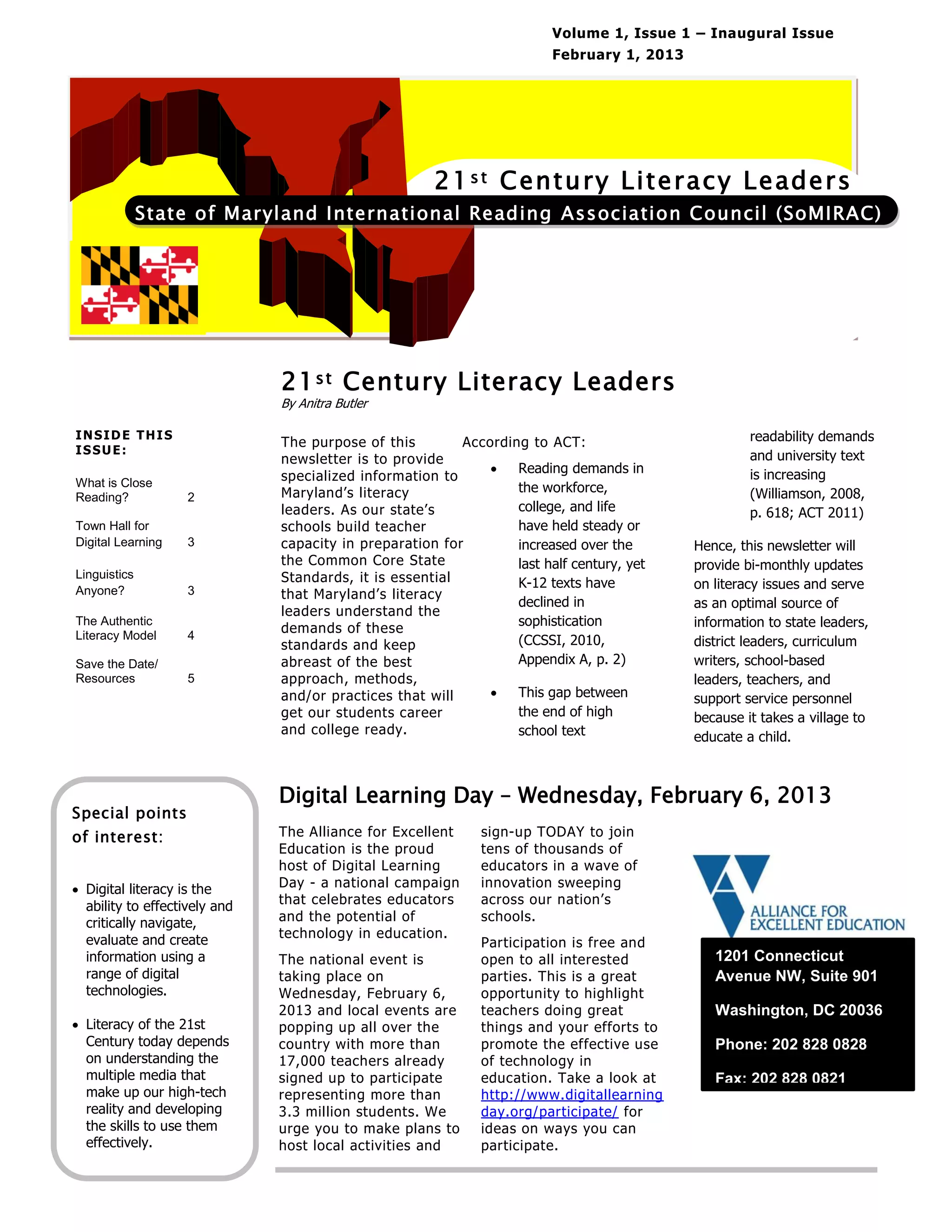 Literacy Leaders Newsletter - Issue 1 | PDF | Educational Assessment ...