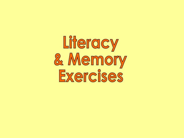 Literacy & memory exercises | PPS