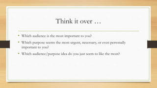 Literacy narrative audience & purpose exploration | PPT
