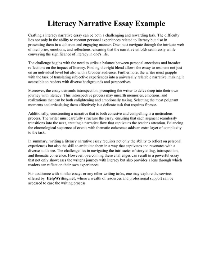 Literacy Narrative Essay Example.pdf | Music | Entertainment
