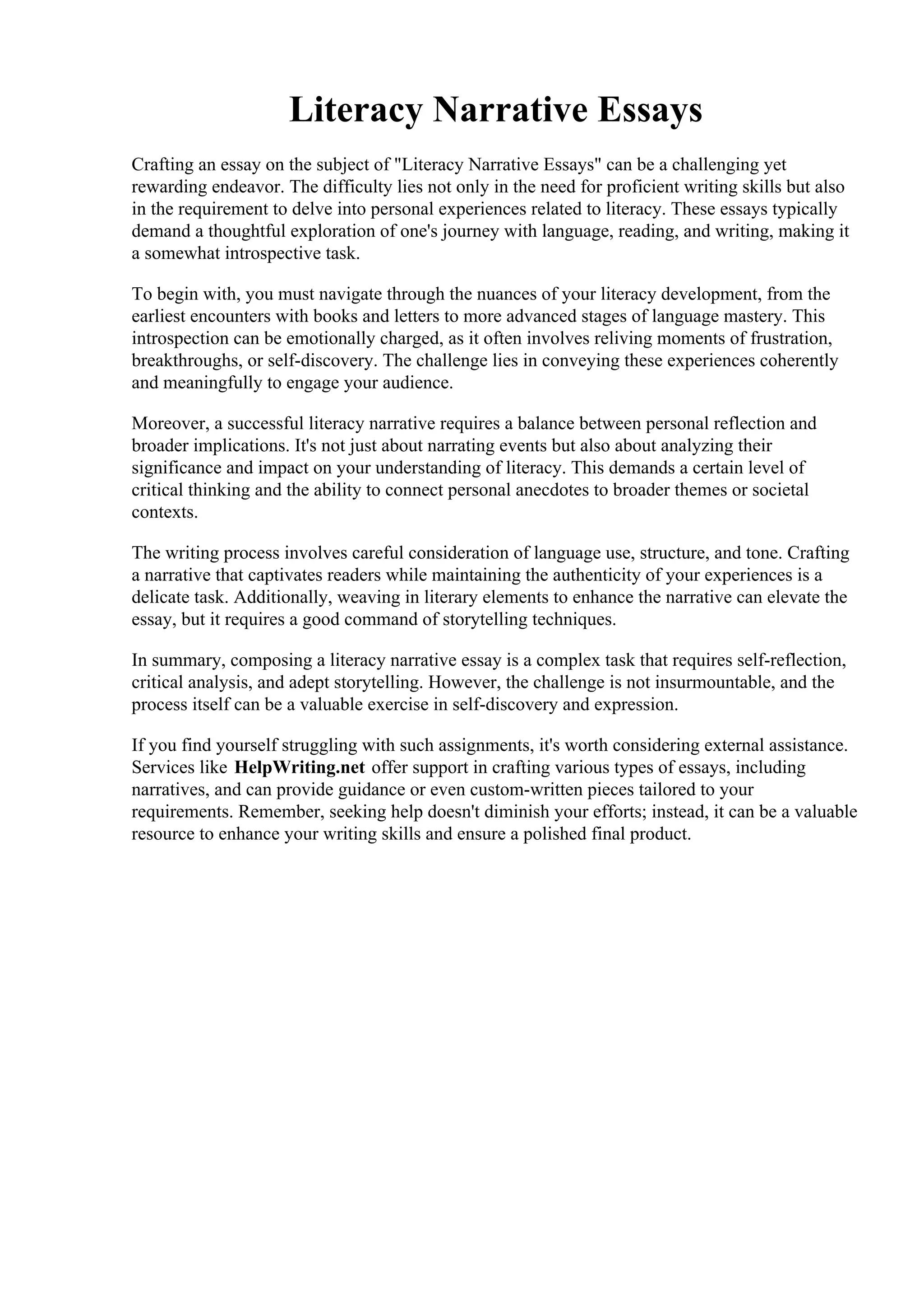 Literacy Narrative Essays. literacy narrative final Literacy Public ...