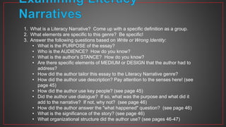 Literacy Narrative Paper Overview | PPTX