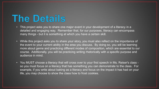 Literacy Narrative Paper Overview | PPT