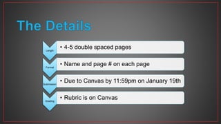 Literacy Narrative Paper Overview | PPTX