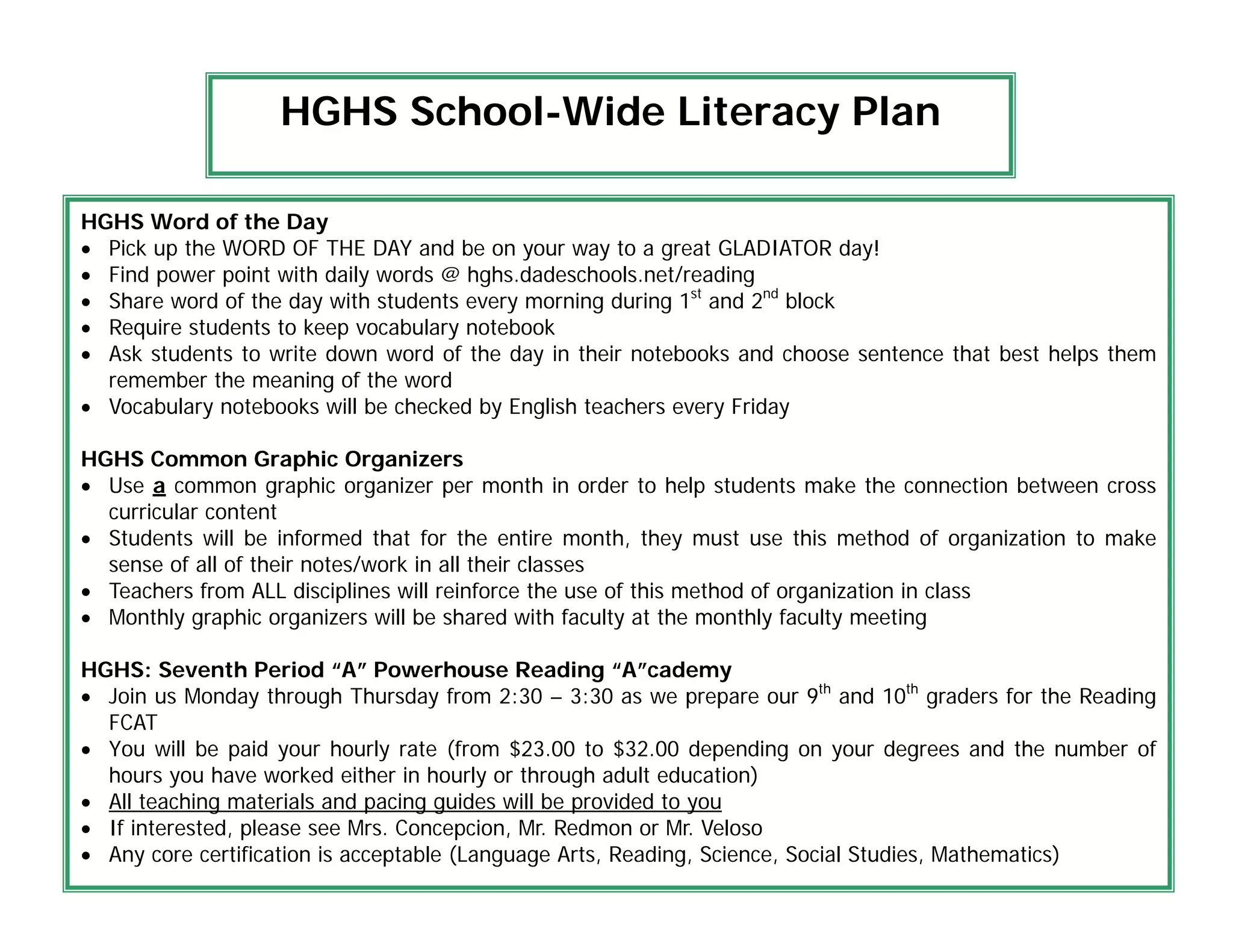 HGHS Literacy Plan | PDF