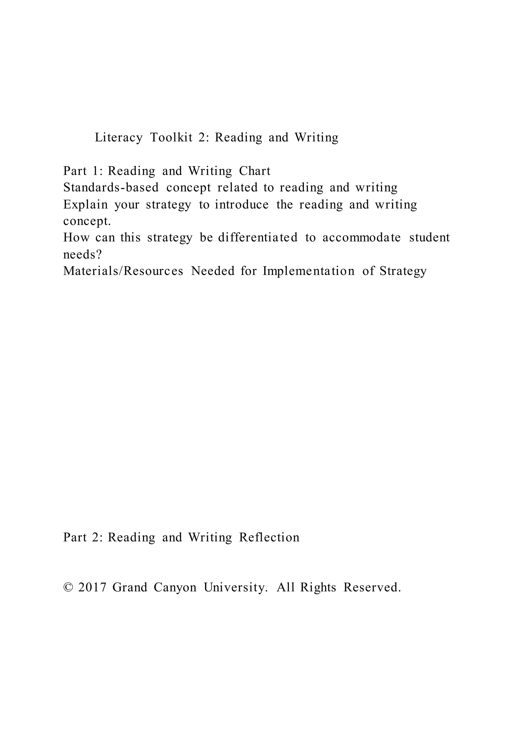 Literacy toolkit 2 reading and writing part 1 reading an | DOCX