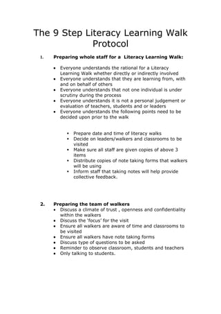 Literacy walk framework sept 07 final | DOC | Educational Assessment ...