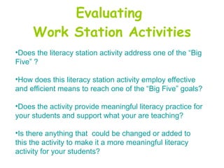 Literacy workstations | PPT