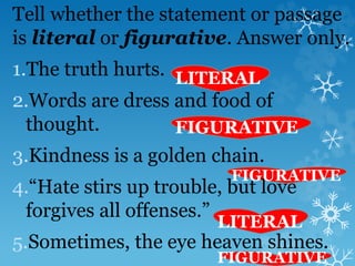 Literal and figurative language | PPTX | Sports