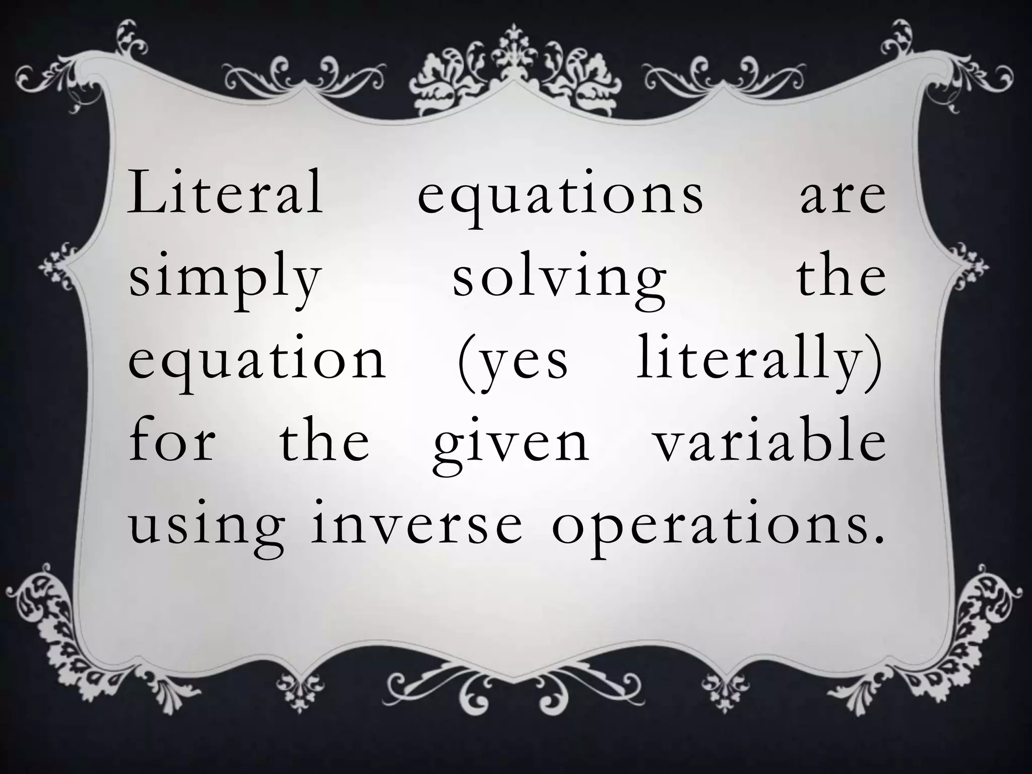 Literal Equations | PPTX